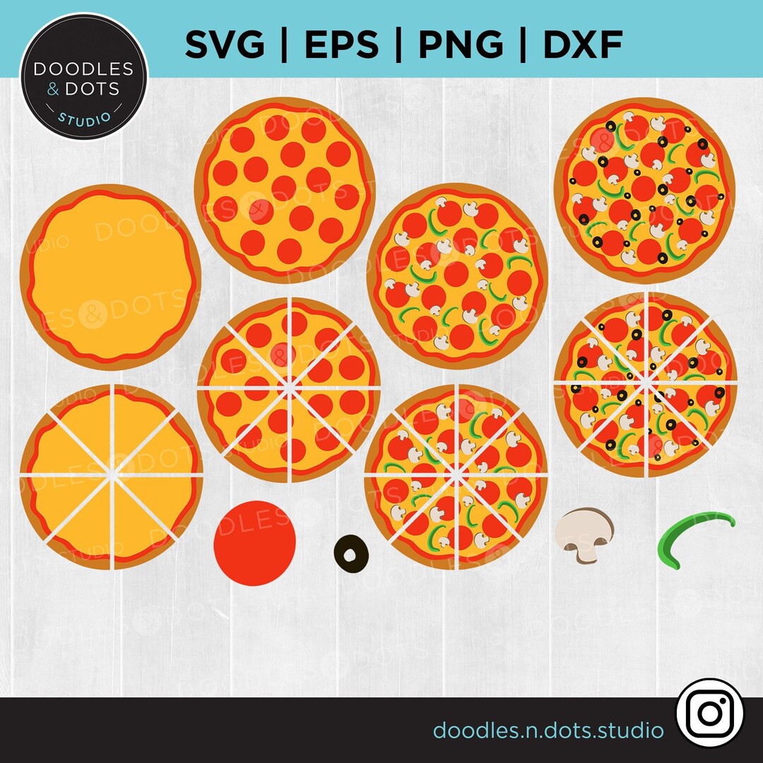 Pizza Svg, Pizza Slice Svg, Pizza Party Clipart, Pizza Bundle - Build ...