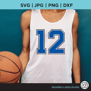 Numbers Svg, Sports Jersey Numbers, Team Numbers for Shirts, 12in High ...