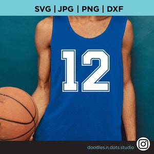 Numbers Svg, Sports Jersey Numbers, Team Numbers for Shirts, 12in High ...