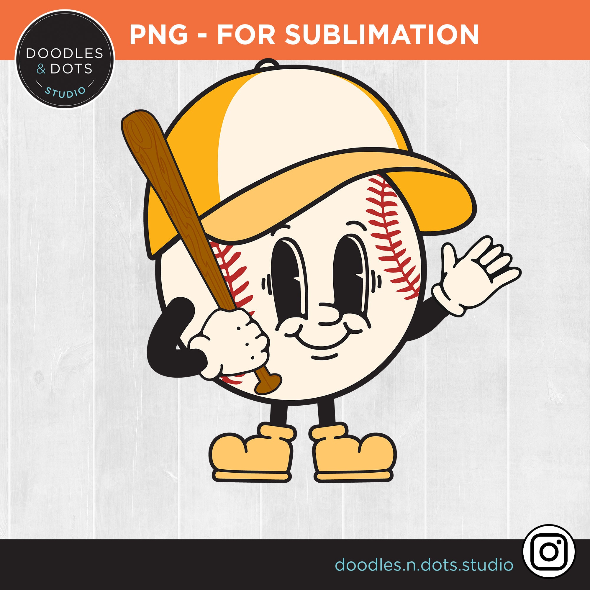 Retro Baseball Mascot Png, Baseball With Face Sublimation, Vintage ...