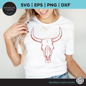 Cow Skull Svg, Cow Head Svg, Hand Drawn Bull Skull Svg, Texas Cow Skull ...
