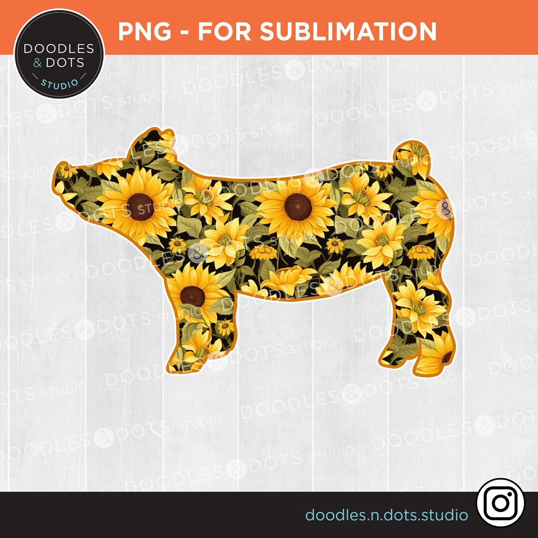Show Pig, Pig Png, Pig Sunflower Design, Pig With Sunflower Pattern ...