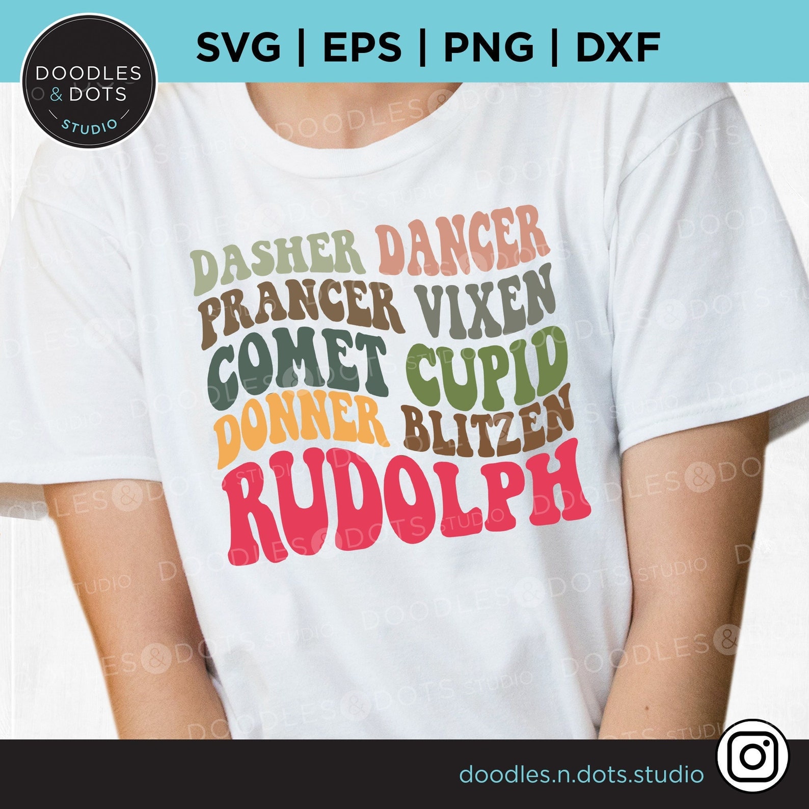Reindeer Names Svg, Dasher Dancer Svg, Rudolf Red Nosed Reindeer Svg ...