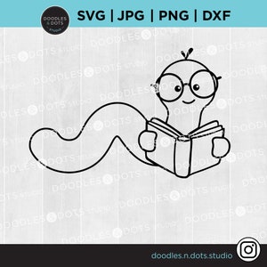 Reading Svg, Bookworm Svg, Book Worm Svg, Book Clip Art, Bookworm in ...