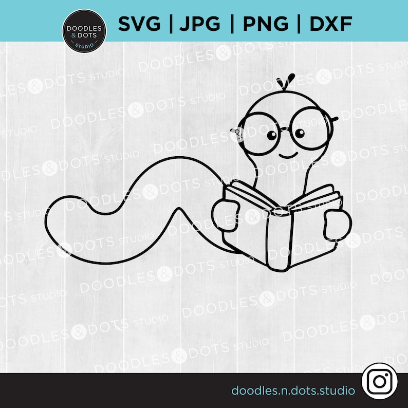 Reading Svg, Bookworm Svg, Book Worm Svg, Book Clip Art, Bookworm in ...