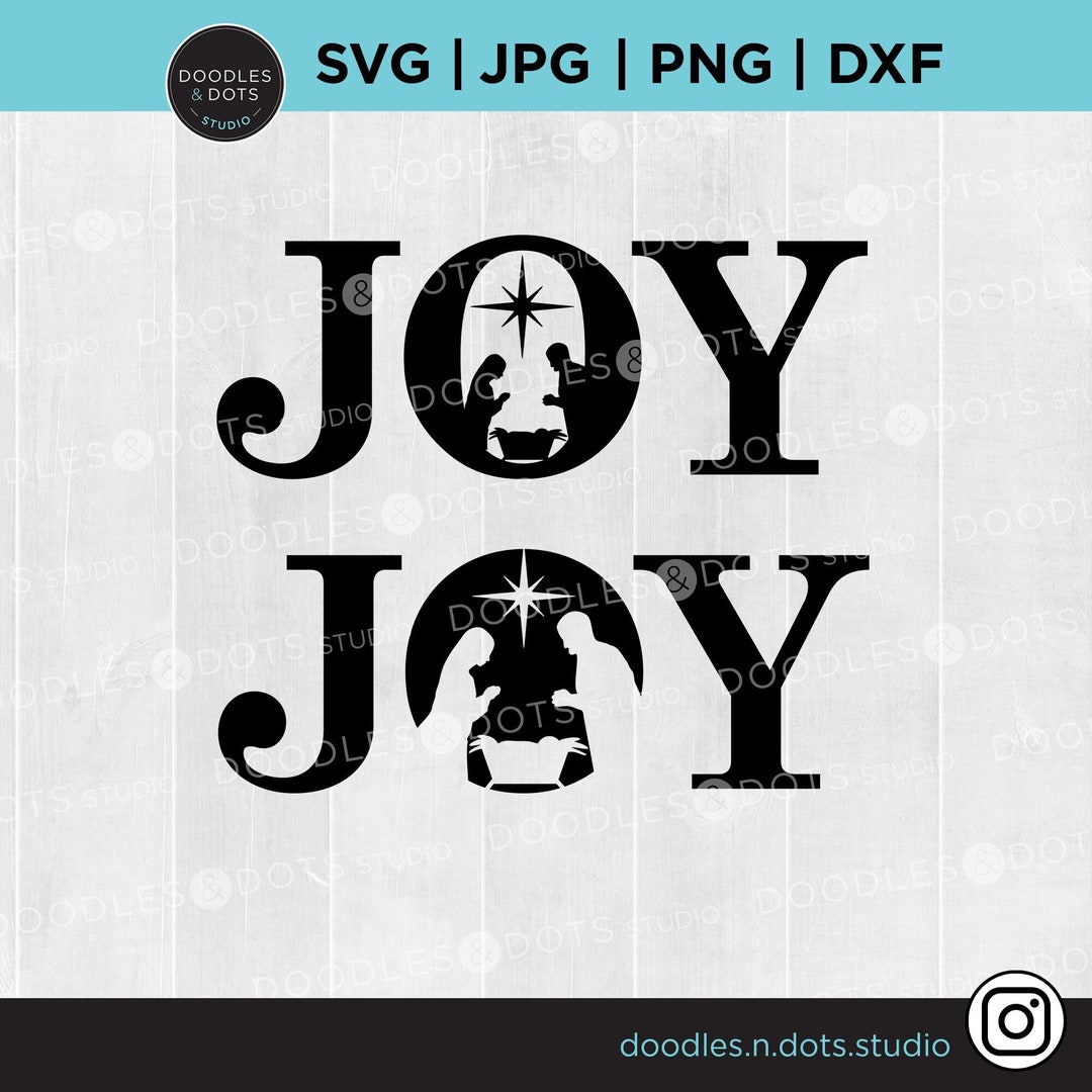 Christmas Clipart, Joy Svg, Joy Word With Nativity Scene, Christmas ...