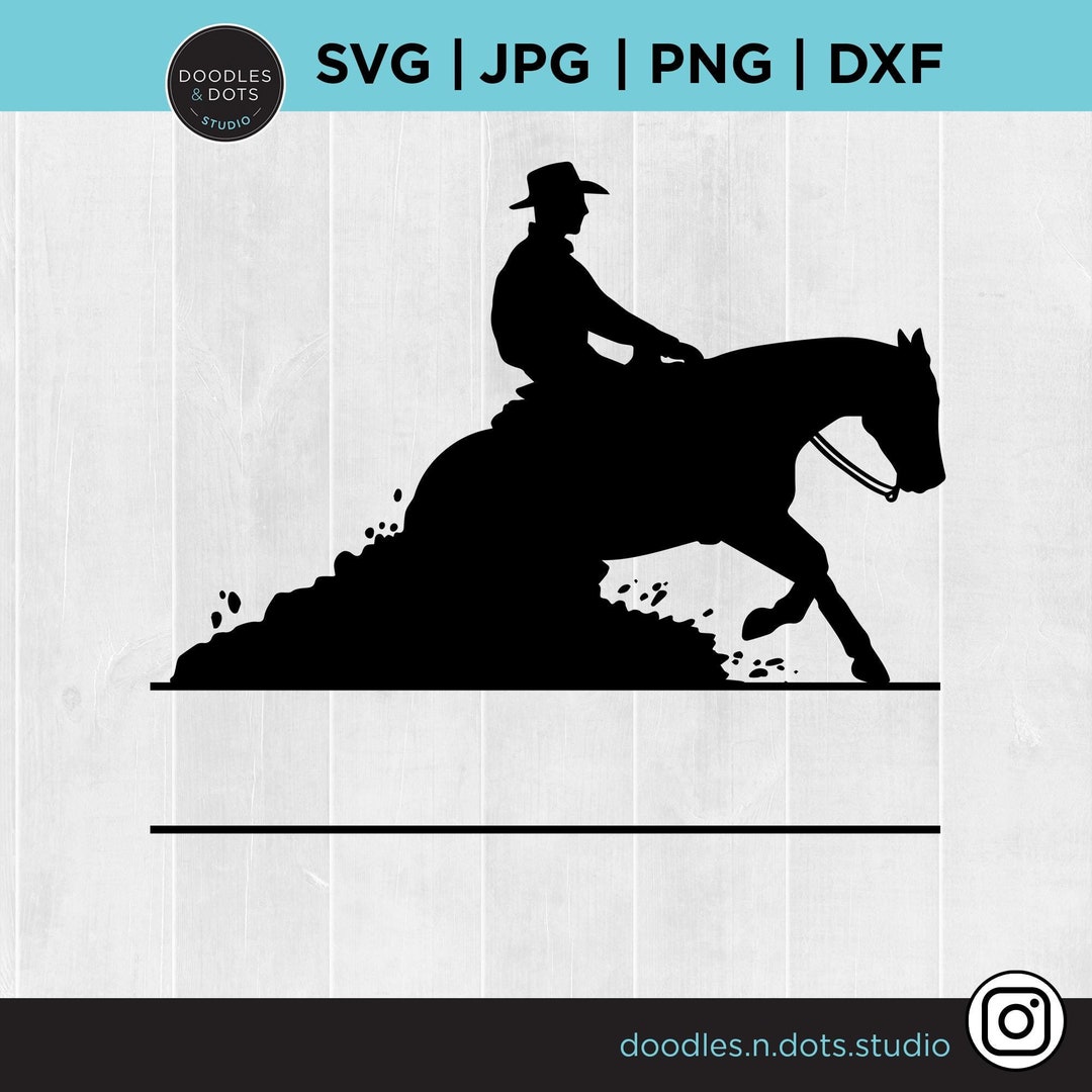Reining Horse Svg, Split Monogram With Space for Name, Customizable ...