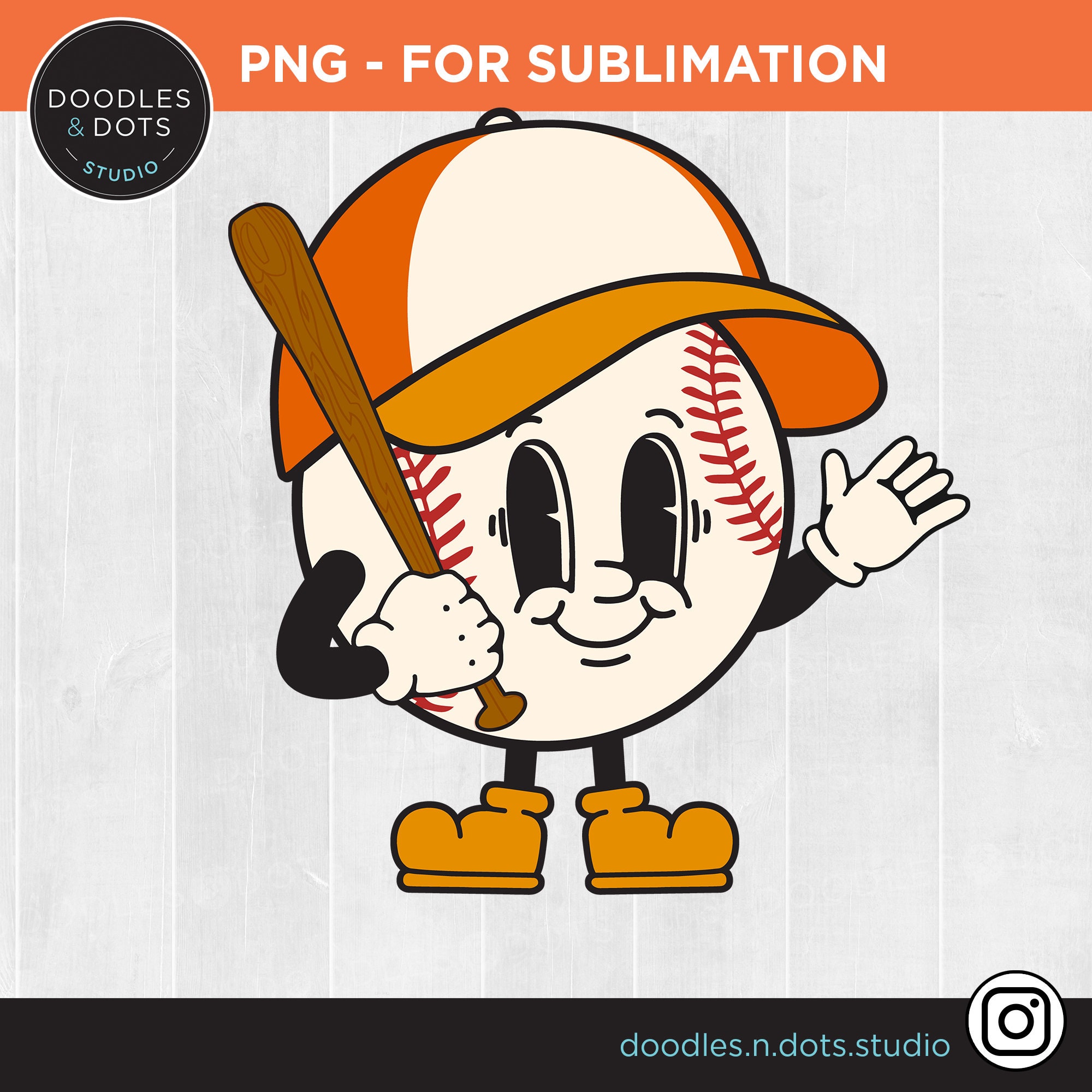Retro Baseball Mascot Png, Baseball With Face Sublimation, Vintage ...