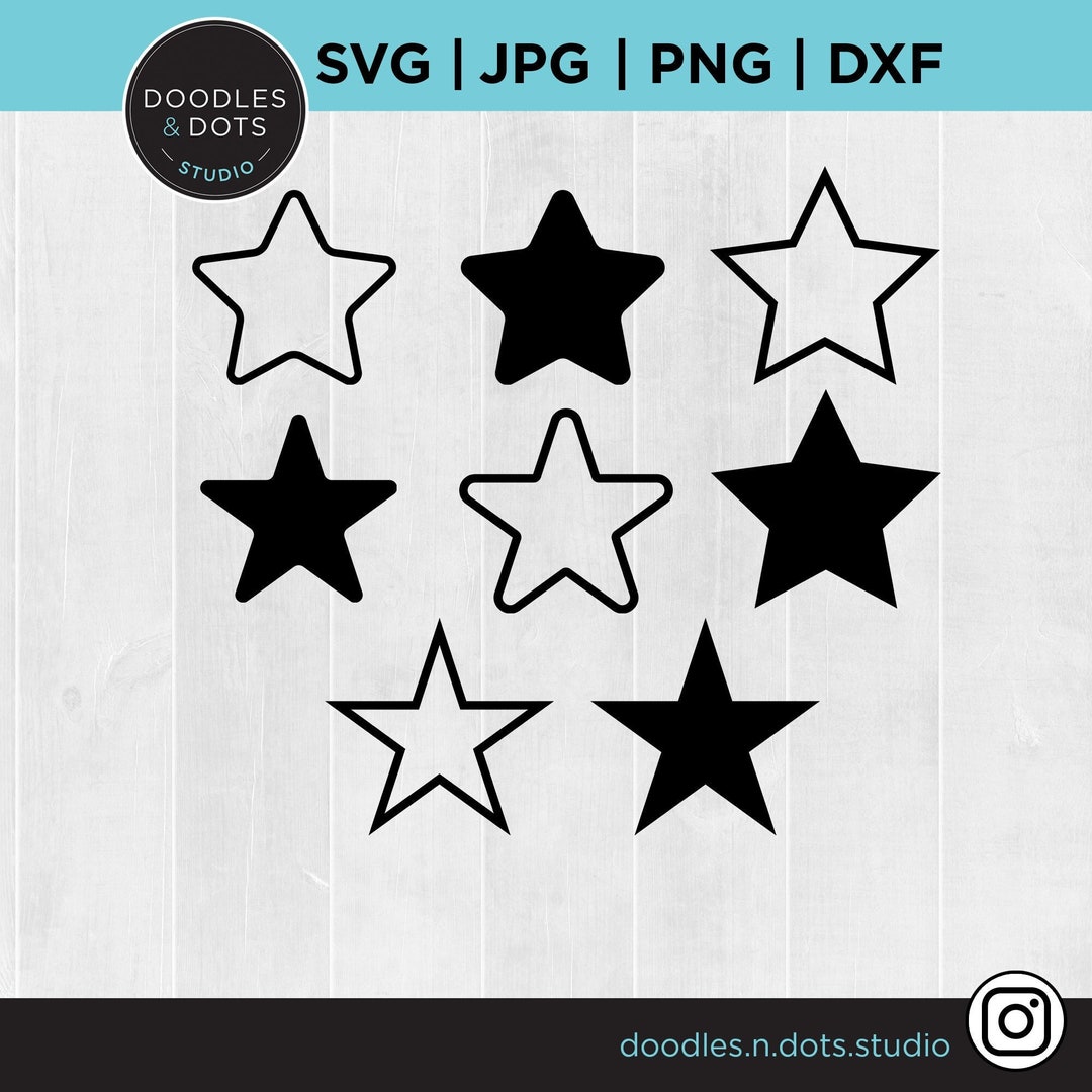 Simple Star SVG Bundle, Stars Svg, 8 Star Shapes, Star Outline Svg ...