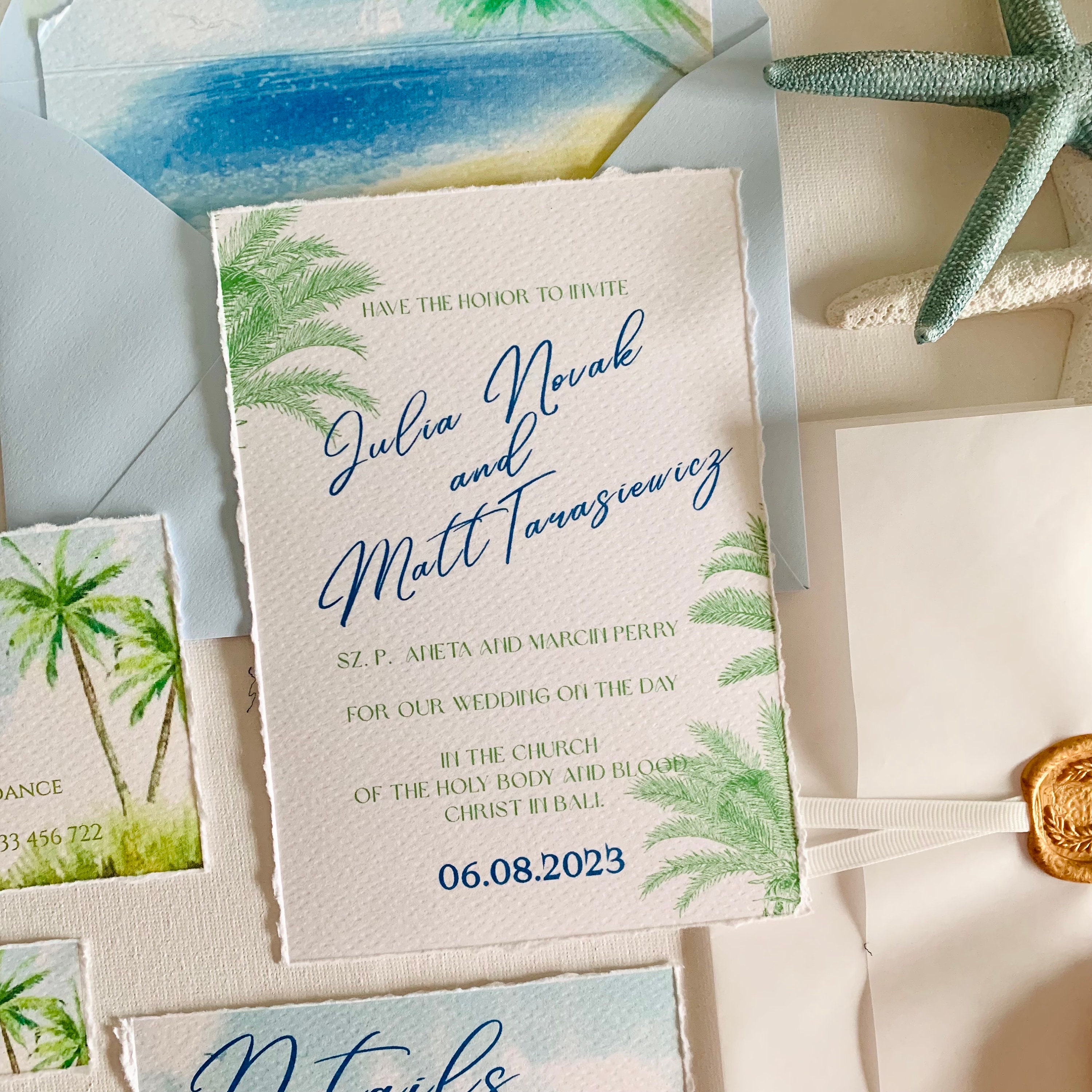 Bali Palms Wedding Invitation Template, Wedding Invitation, Printable ...
