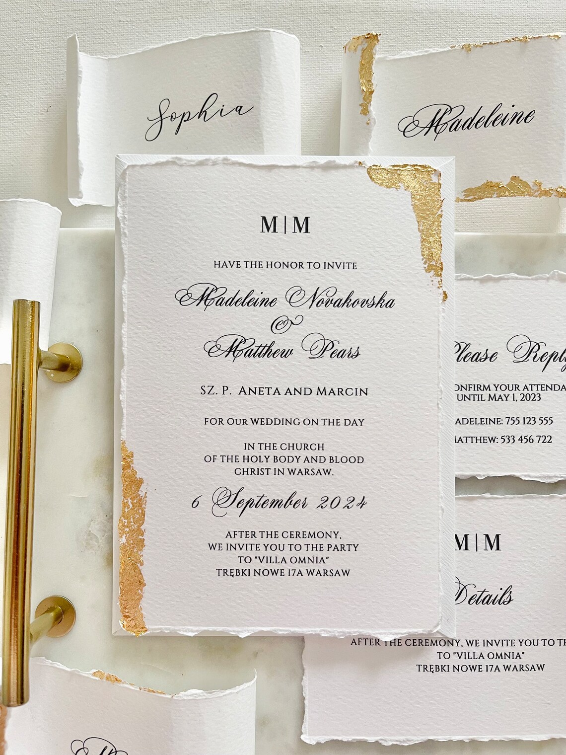 Handmade Wedding Invitation Sets, Deckled Edge Paper Invitations ...