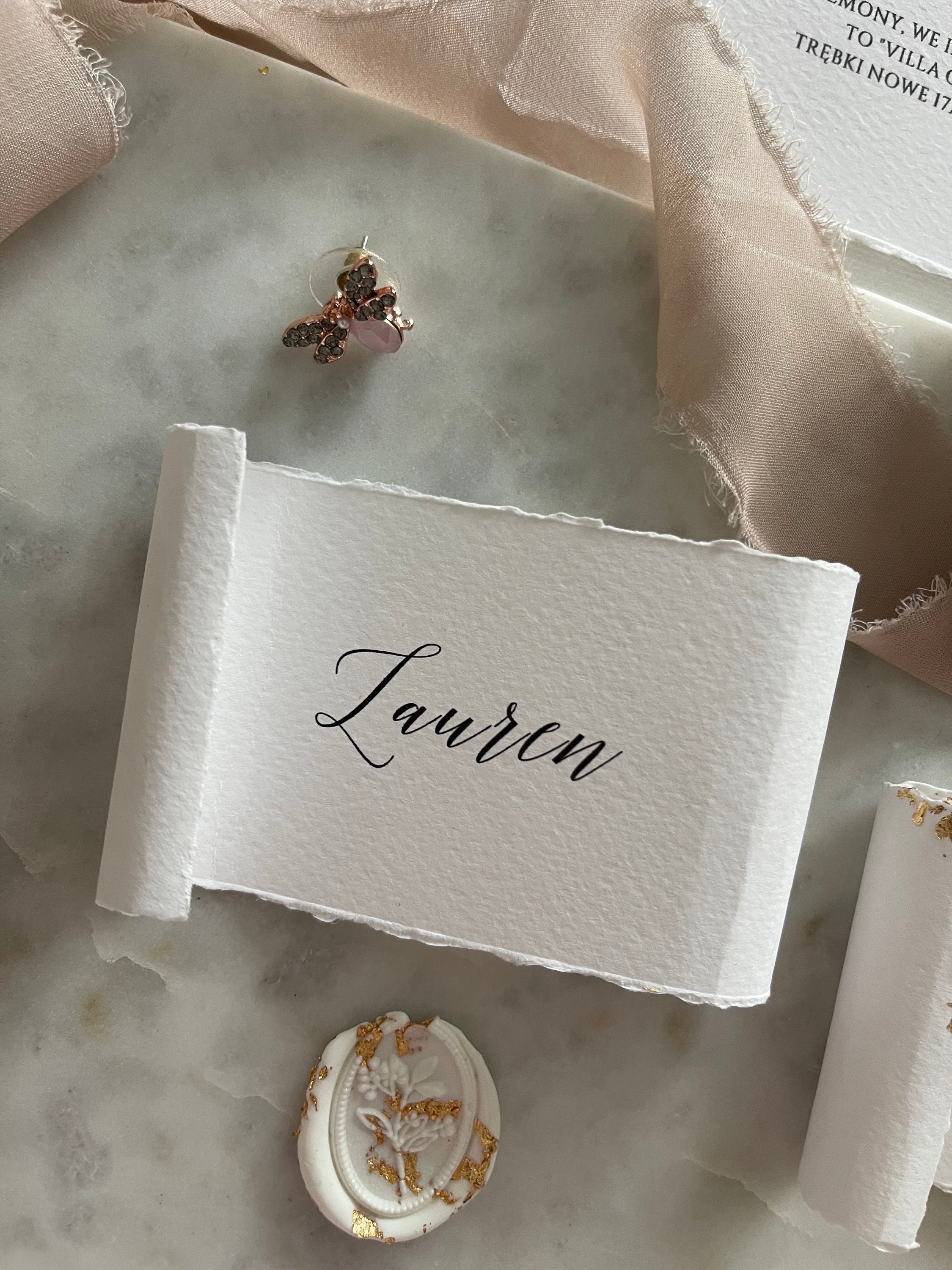 Scroll Name Place Cards | Name Scroll | Wedding Name Cards | Deckled ...