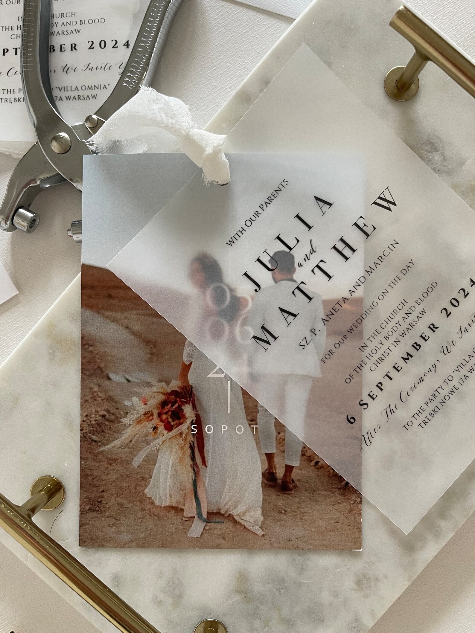Vellum Layered Wedding Invitation and Save the Date With Photo Clear ...