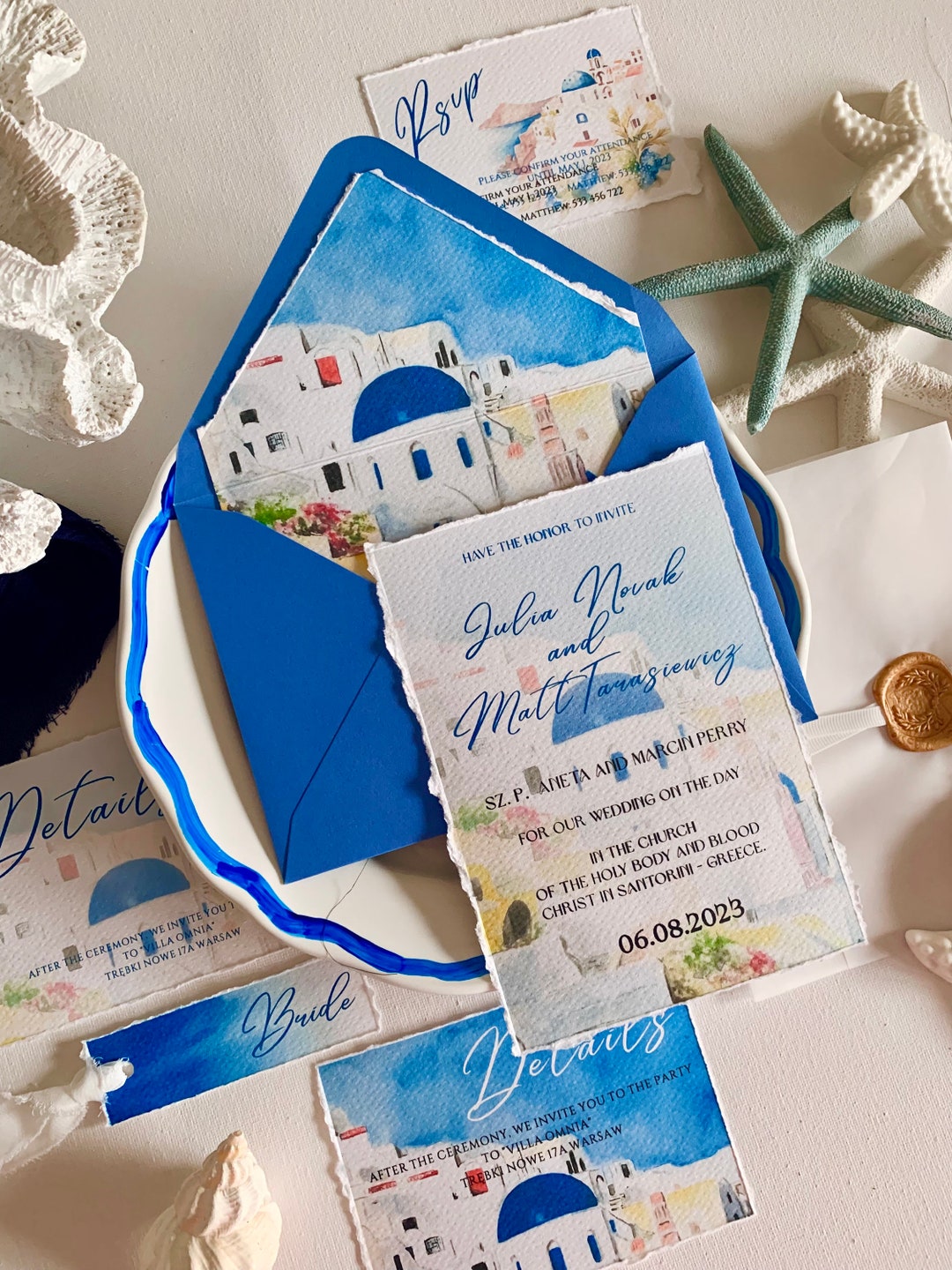 Greek Island Invitation Wedding, Santorini Greece Destination Wedding ...