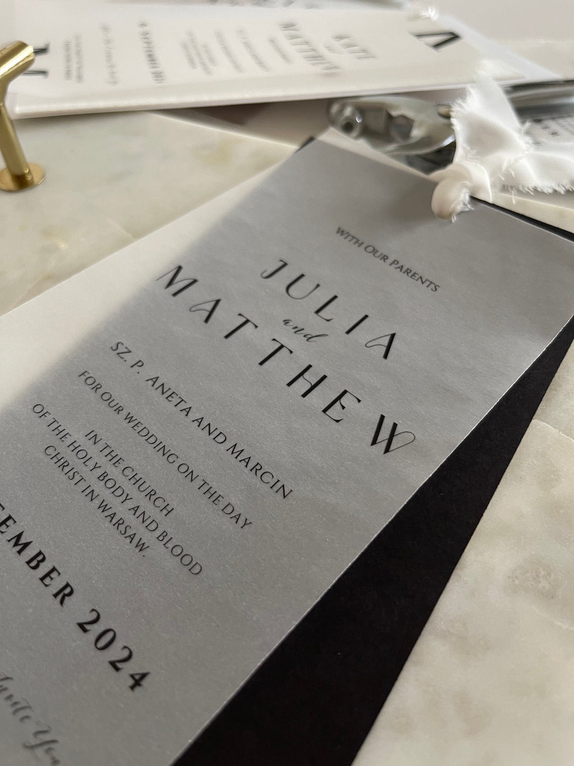 Vellum Layered Wedding Invitation and Save the Date With Clear Black ...