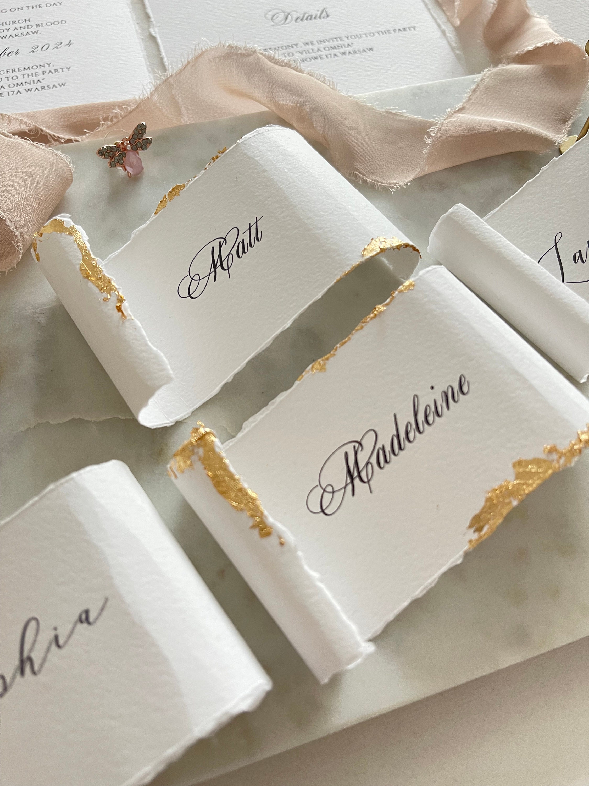 Scroll Name Place Cards | Name Scroll | Wedding Name Cards | Deckled ...