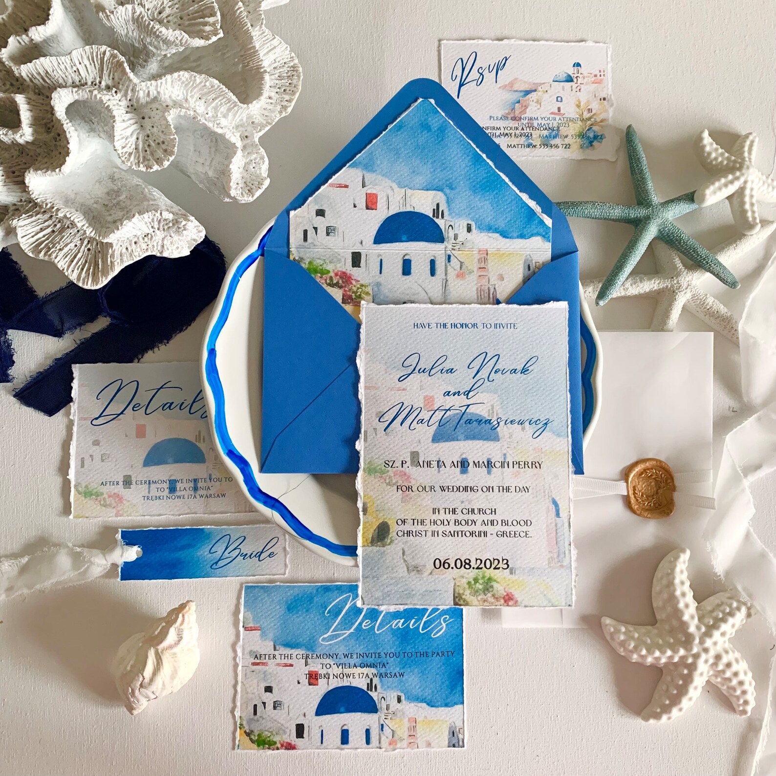 Greek Island Invitation Wedding, Santorini Greece Destination Wedding ...