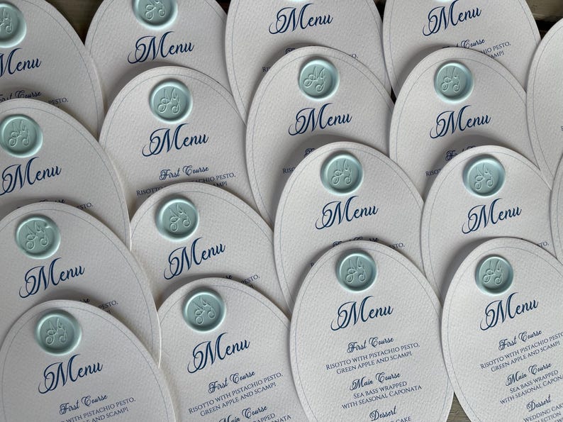 Oval Menu Wedding Cotton Paper, Tuscany Wedding Baby Blue Wedding ...