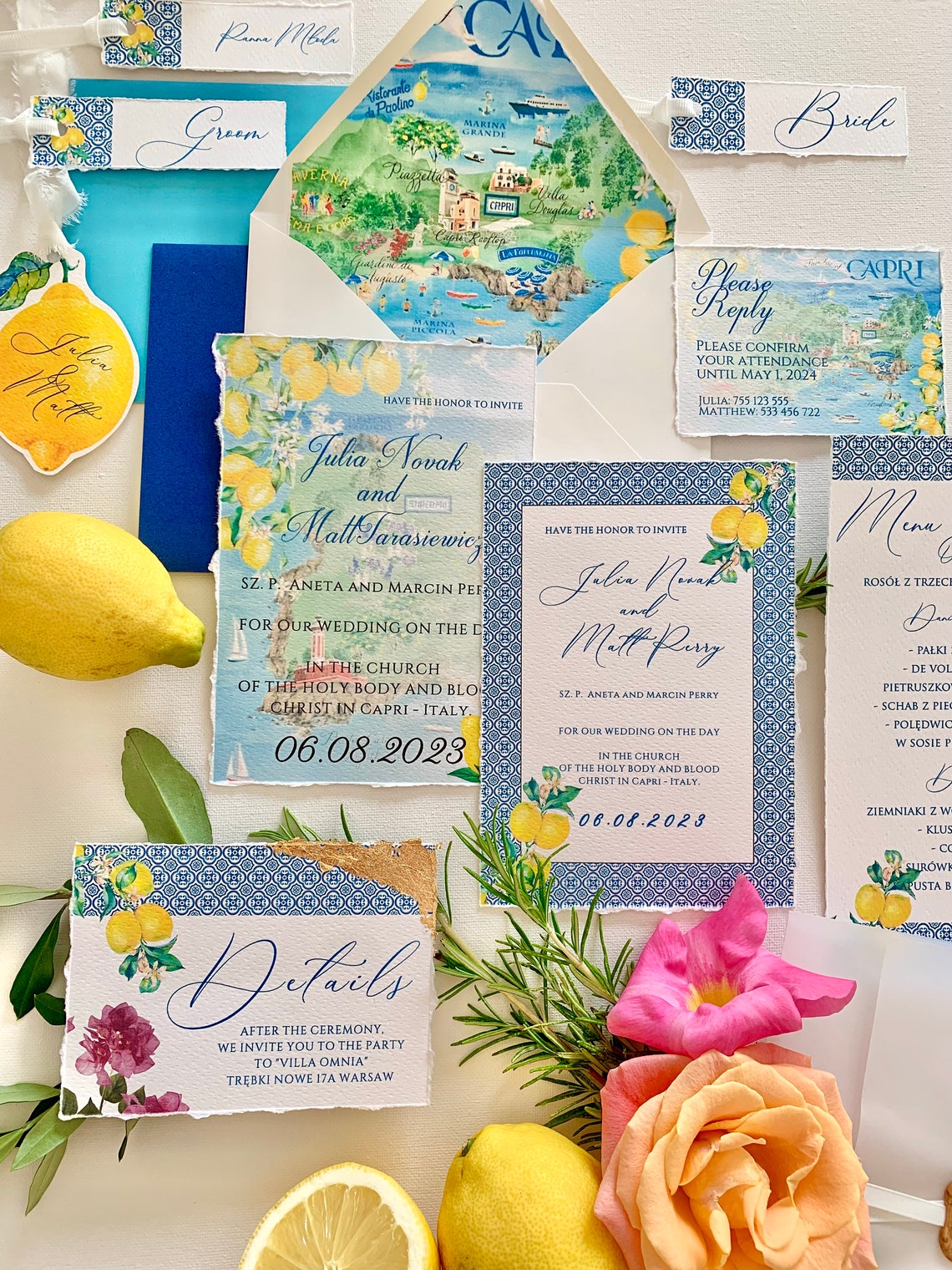 Lemon Wedding Invitation Template, Tuscany Wedding Olive Wedding ...