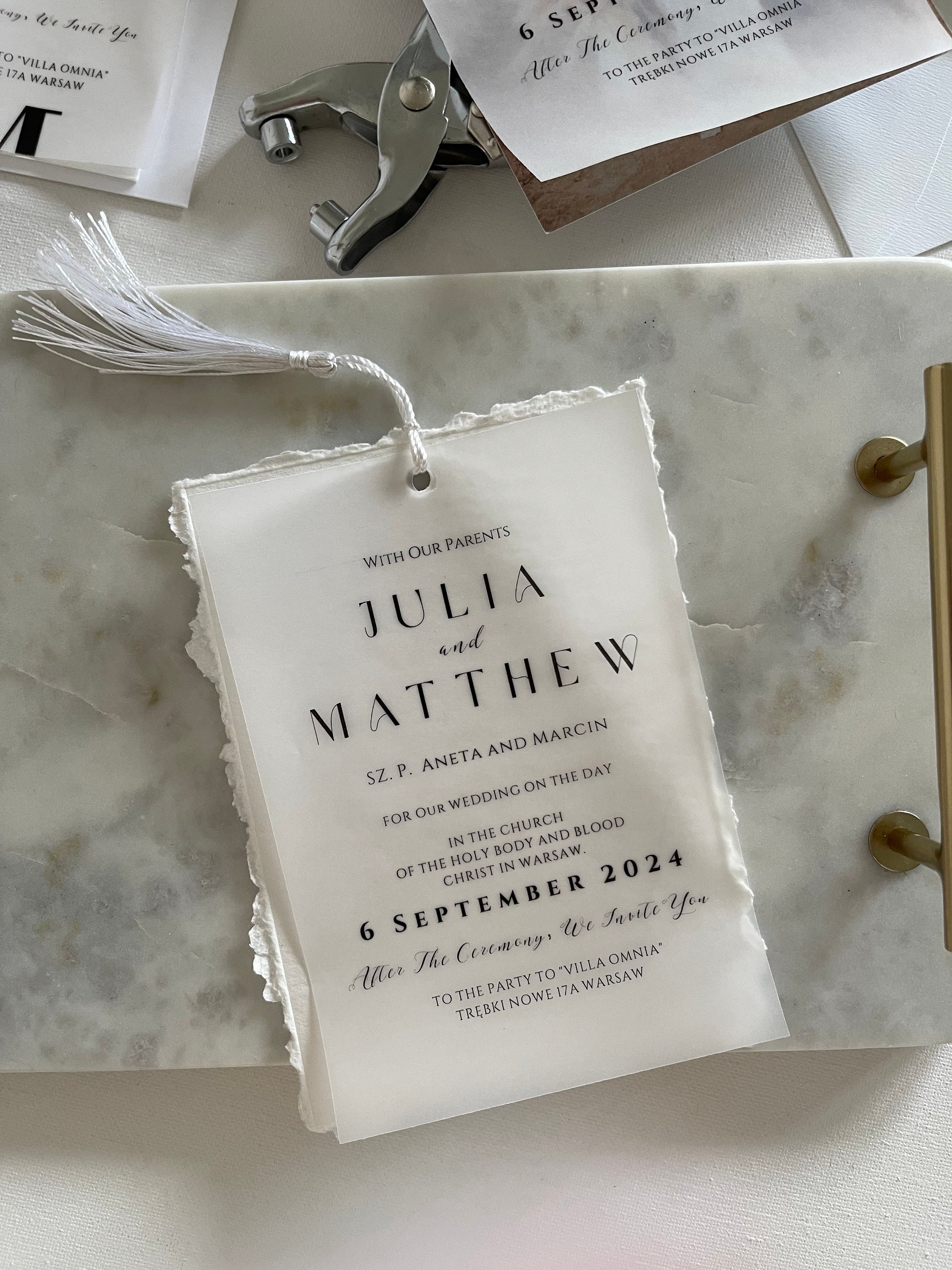 Vellum Tassel Layered Wedding Invitation and Save the Date With Clear ...