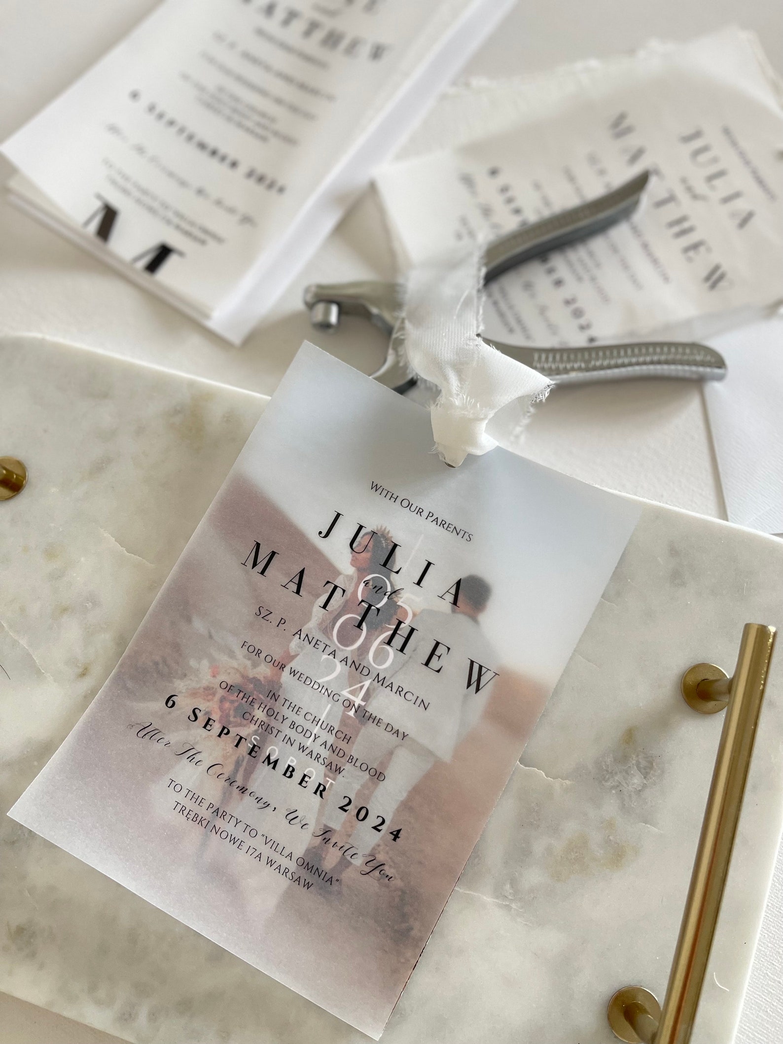 Vellum Layered Wedding Invitation and Save the Date With Photo Clear ...