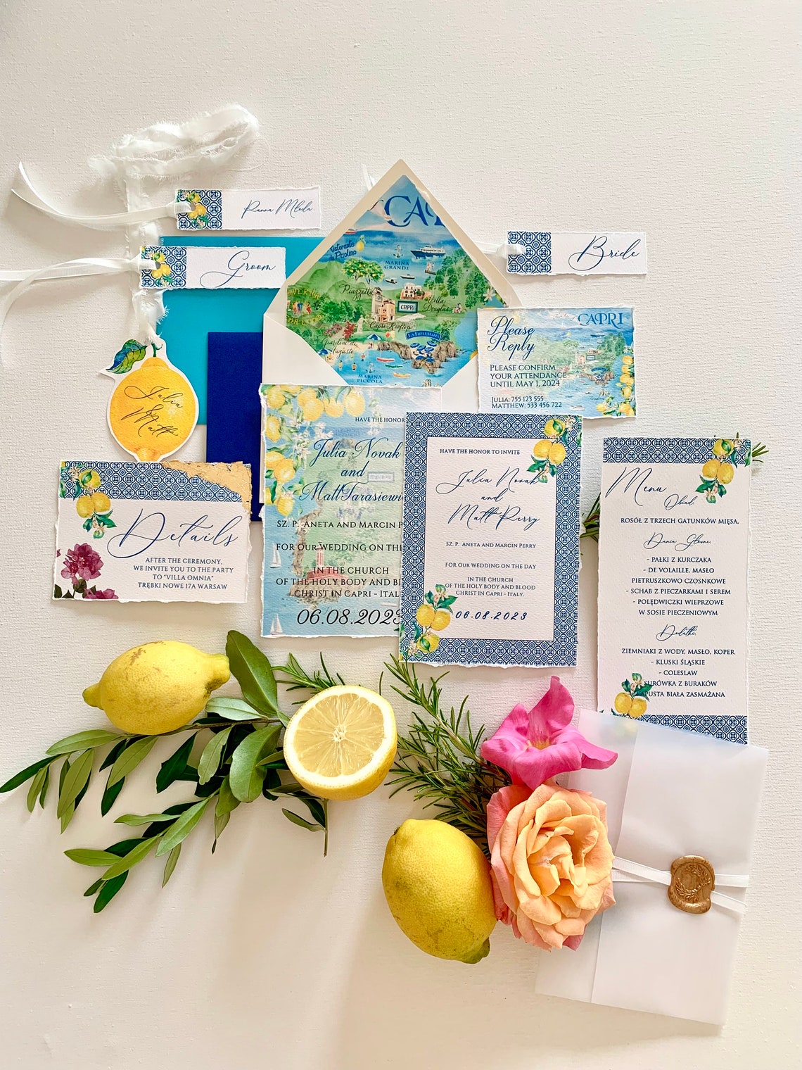 Lemon Wedding Invitation Template, Tuscany Wedding Olive Wedding ...