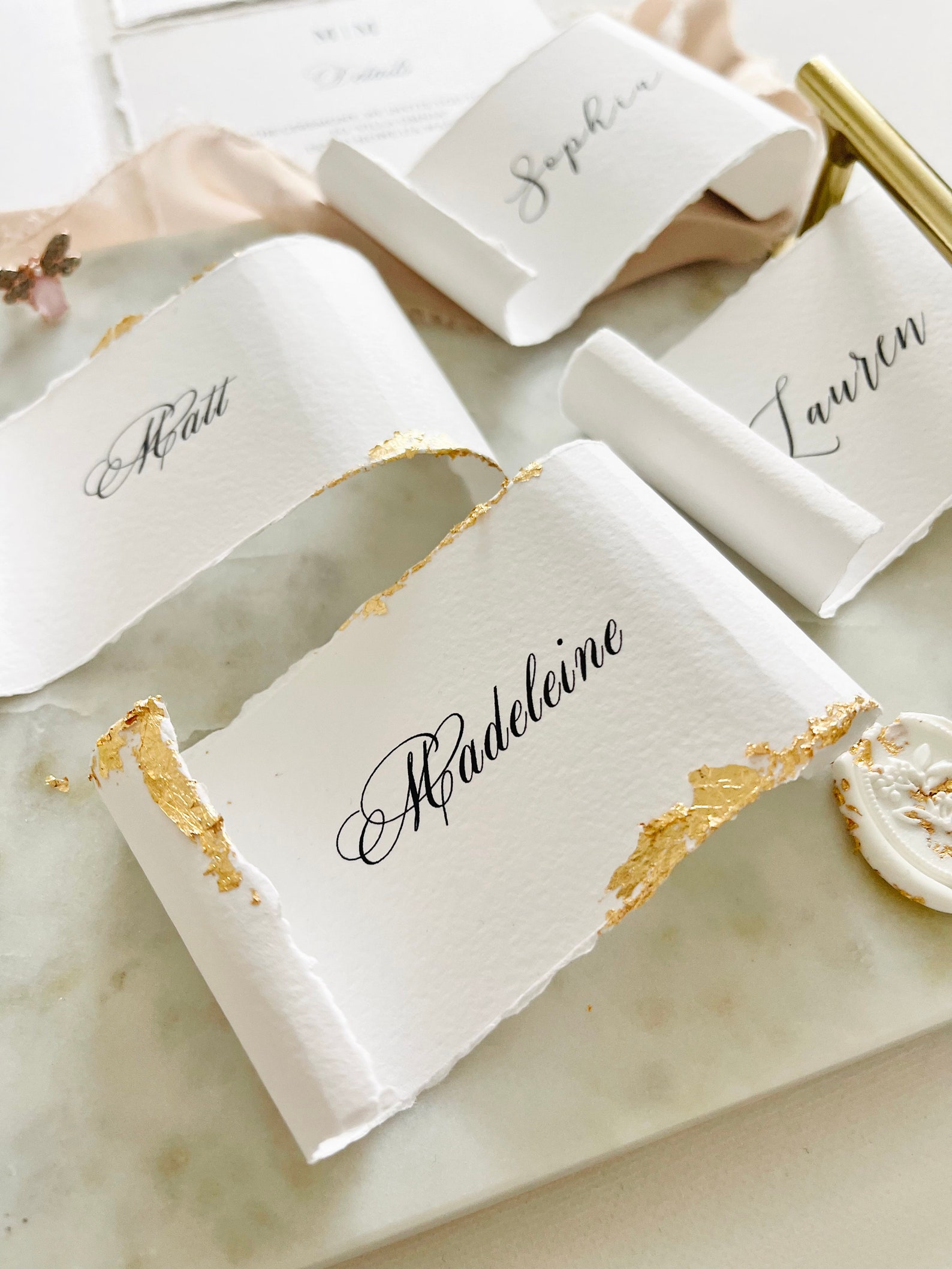 Scroll Name Place Cards | Name Scroll | Wedding Name Cards | Deckled ...
