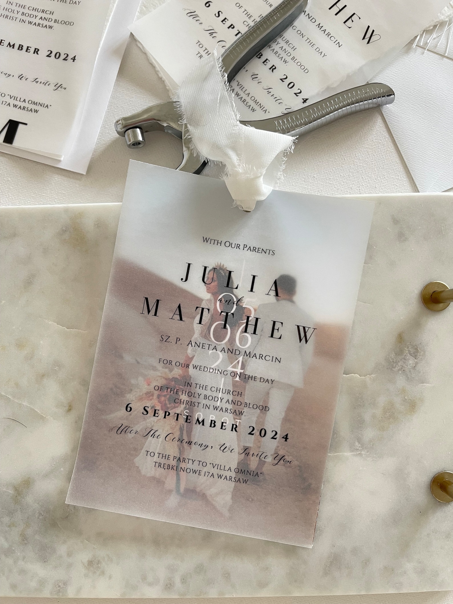 Vellum Layered Wedding Invitation and Save the Date With Photo Clear ...