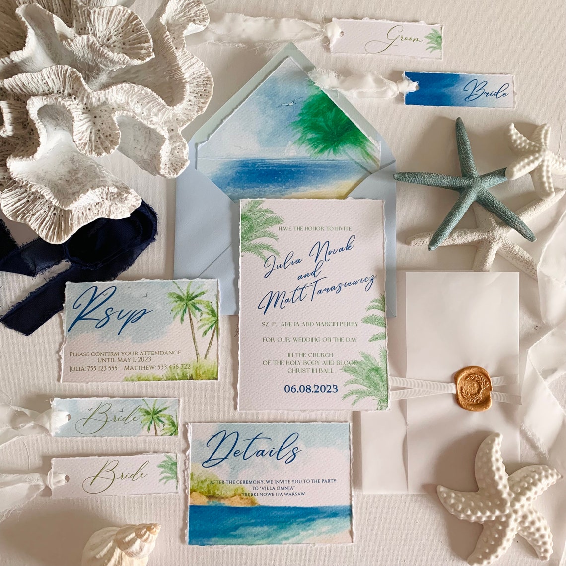 Bali Palms Wedding Invitation Template, Wedding Invitation, Printable ...
