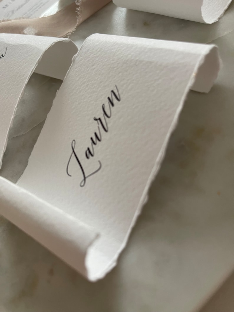 Scroll Name Place Cards | Name Scroll | Wedding Name Cards | Deckled ...