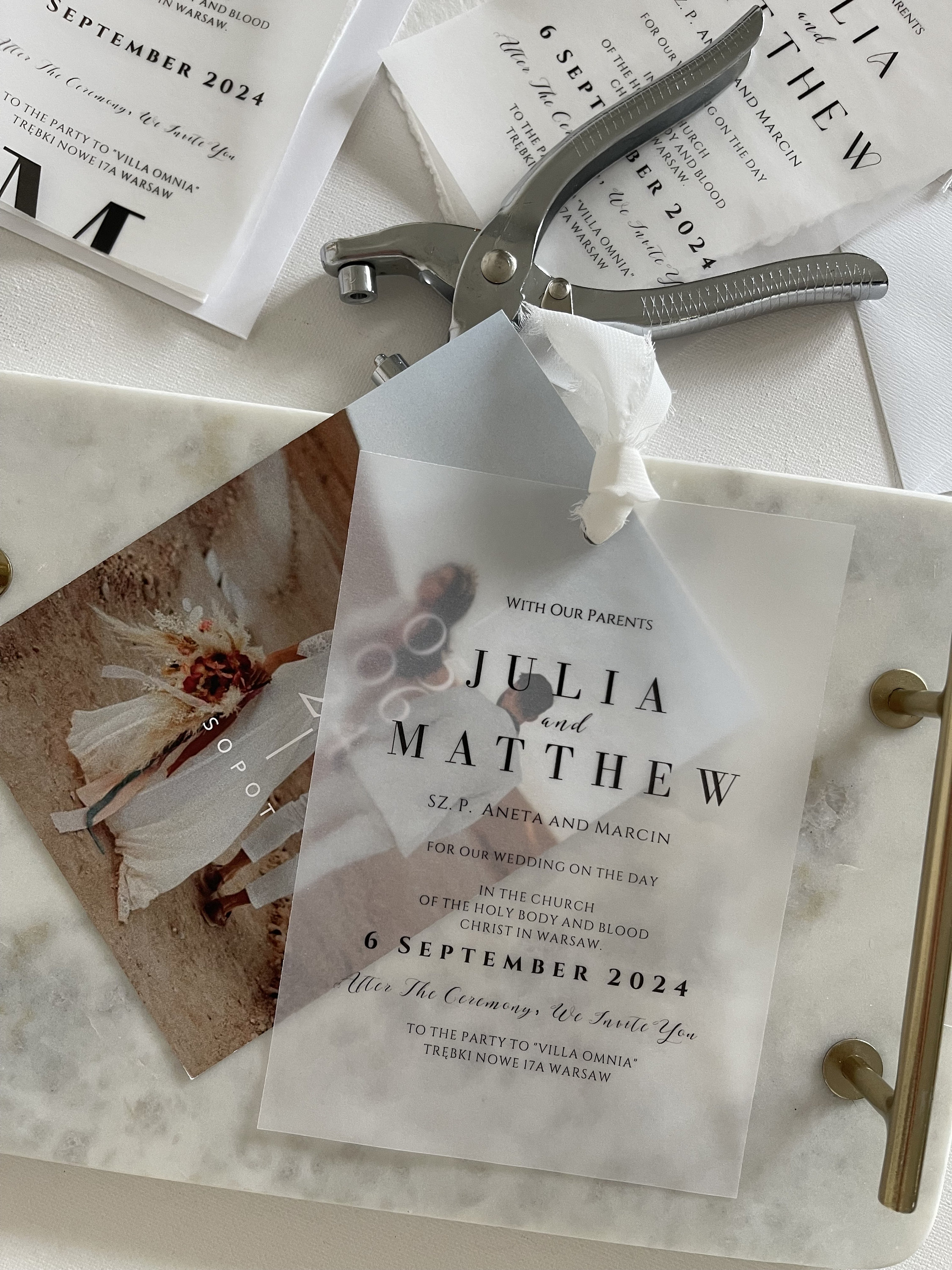 Vellum Layered Wedding Invitation and Save the Date With Photo Clear ...