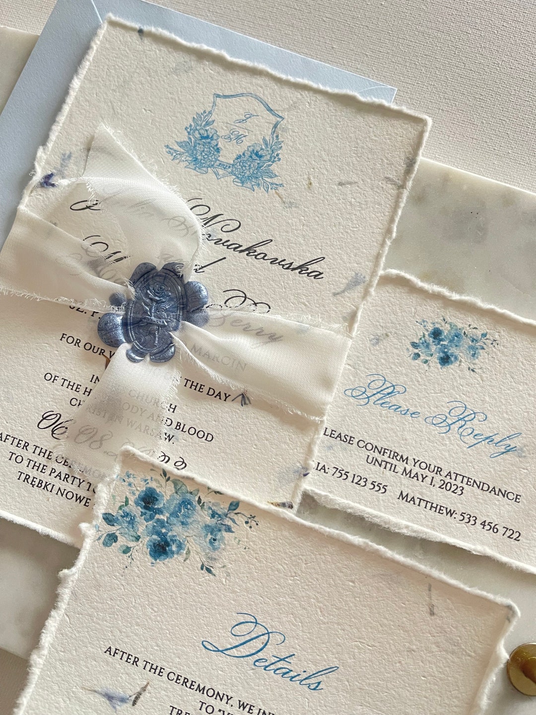 Garden Wedding Invitation Suite, Handmade Paper Wedding Invitation ...