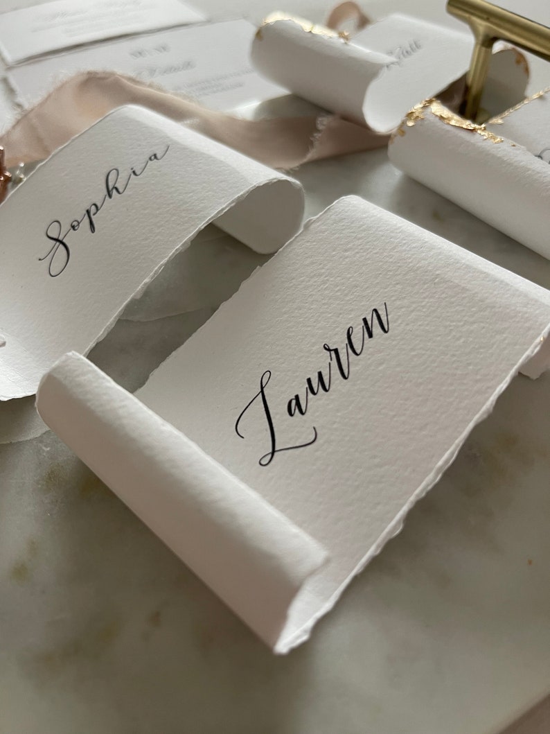 Scroll Name Place Cards | Name Scroll | Wedding Name Cards | Deckled ...