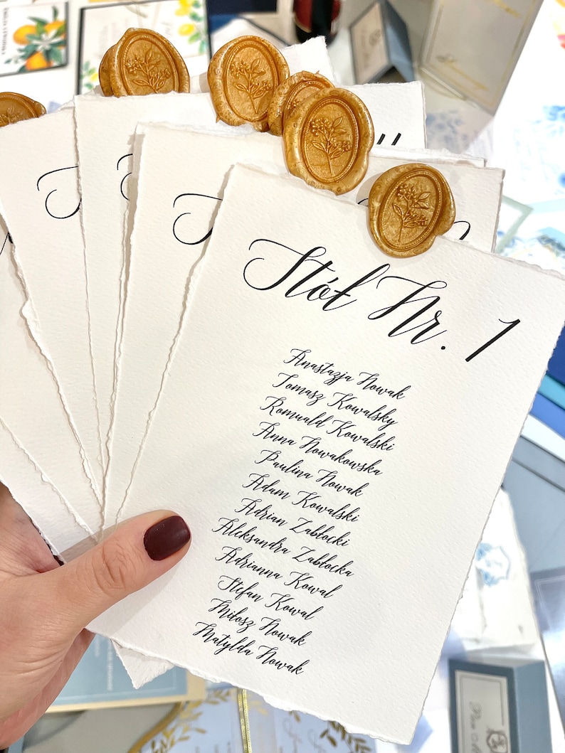 Wedding Seating Chart-deckled Paper Seating List (printed) Wax Handmade - Etsy