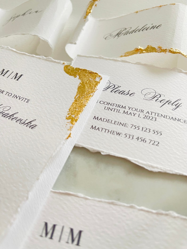 Handmade Wedding Invitation Sets, Deckled Edge Paper Invitations ...