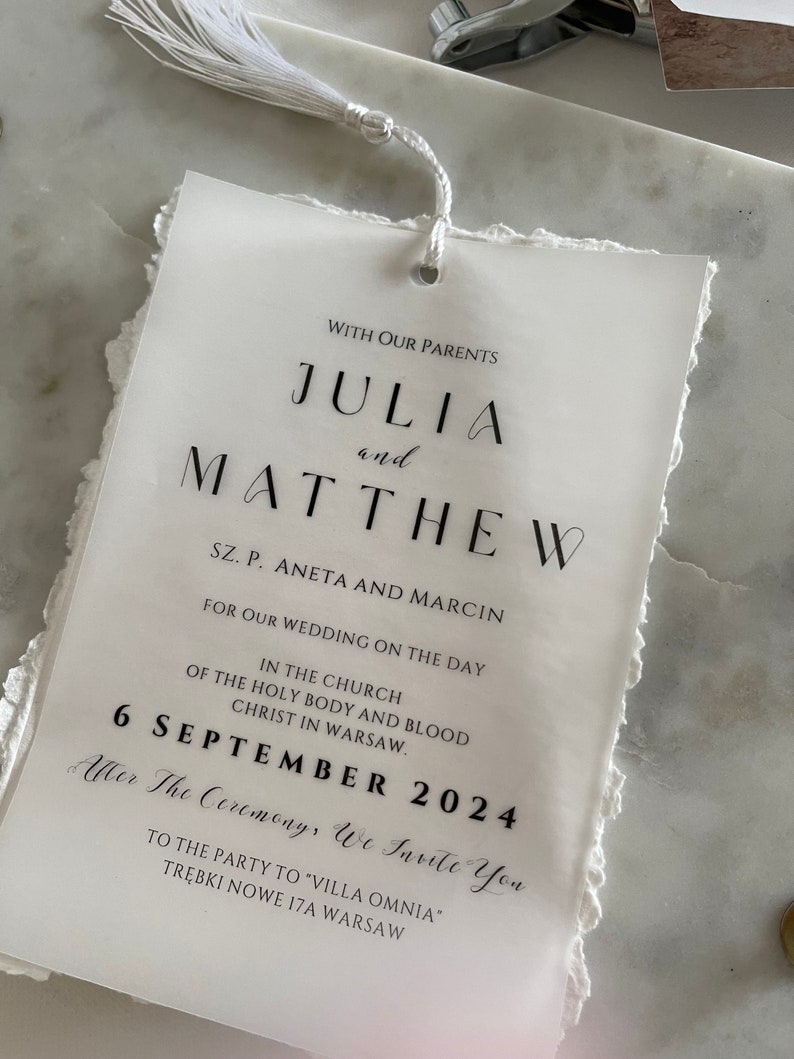 Vellum Tassel Layered Wedding Invitation and Save the Date With Clear ...