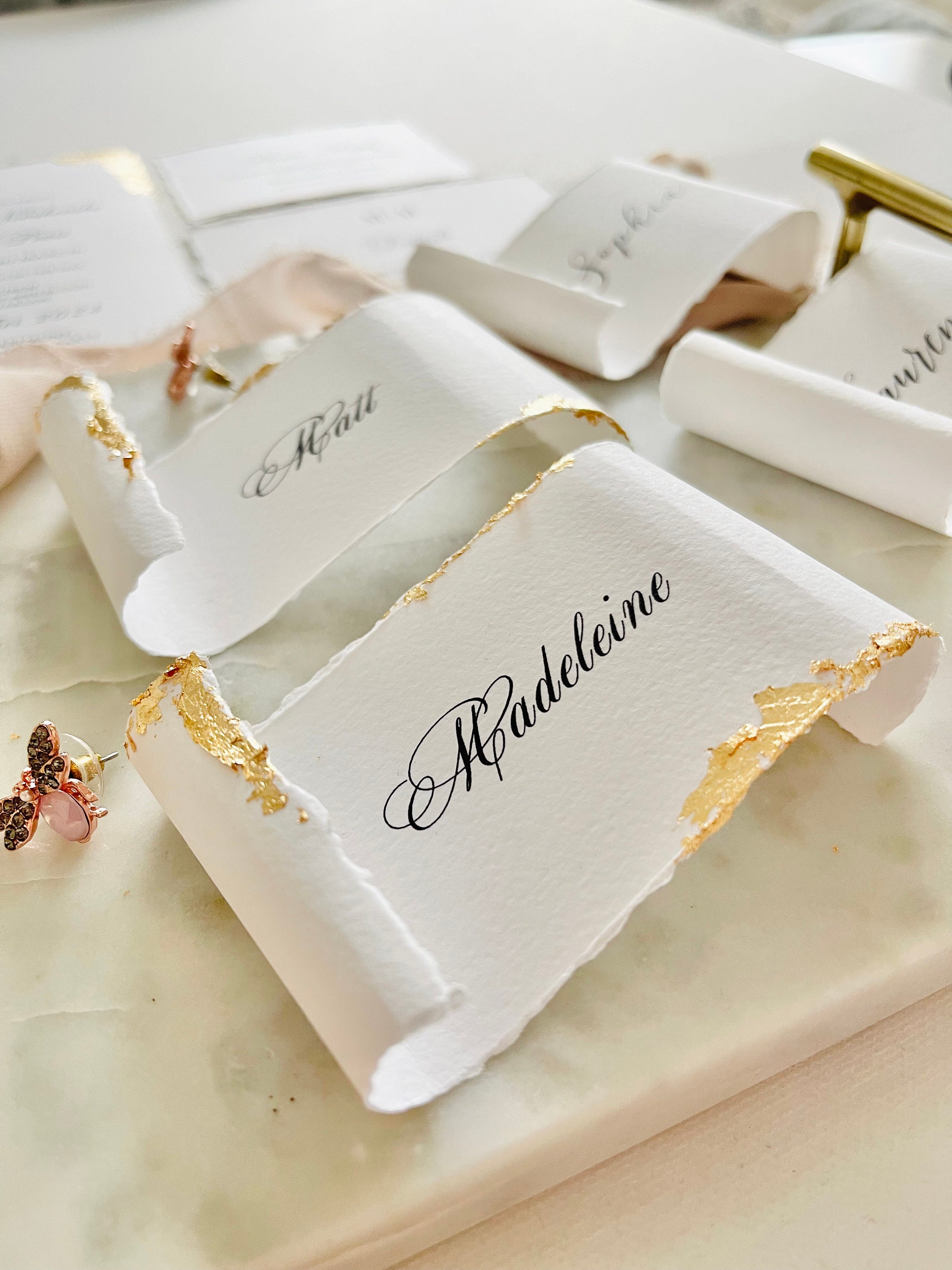Scroll Name Place Cards | Name Scroll | Wedding Name Cards | Deckled ...