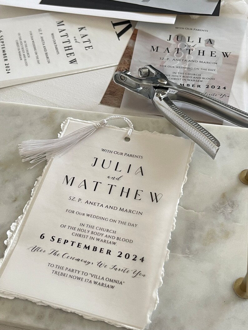 Vellum Tassel Layered Wedding Invitation and Save the Date With Clear ...