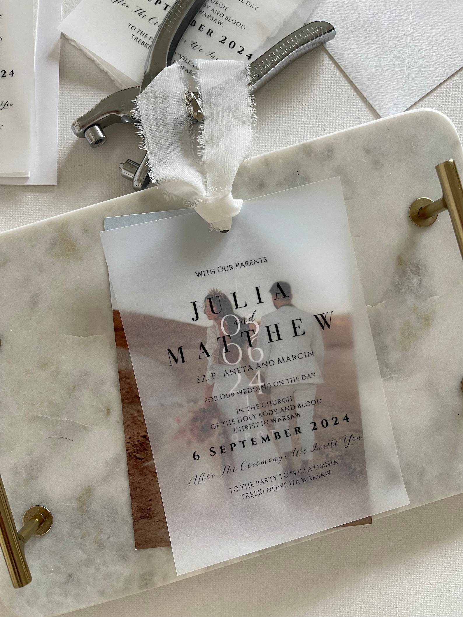 Vellum Layered Wedding Invitation and Save the Date With Photo Clear ...