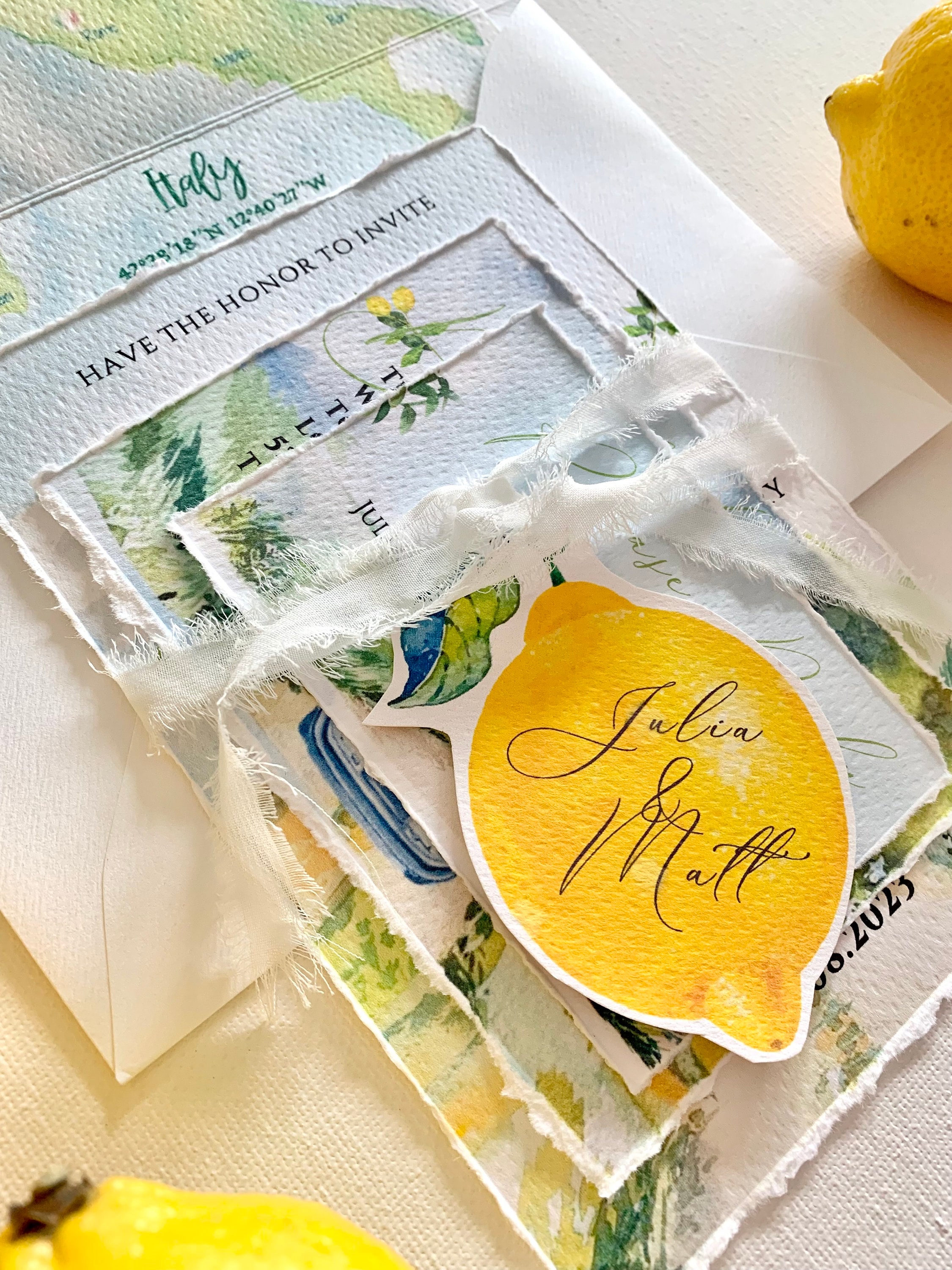 Lemon Wedding Invitation Template, Tuscany Wedding Invitation ...