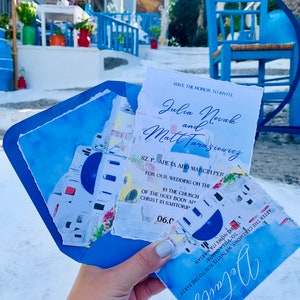 Greek Island Invitation Wedding, Santorini Greece Destination Wedding ...