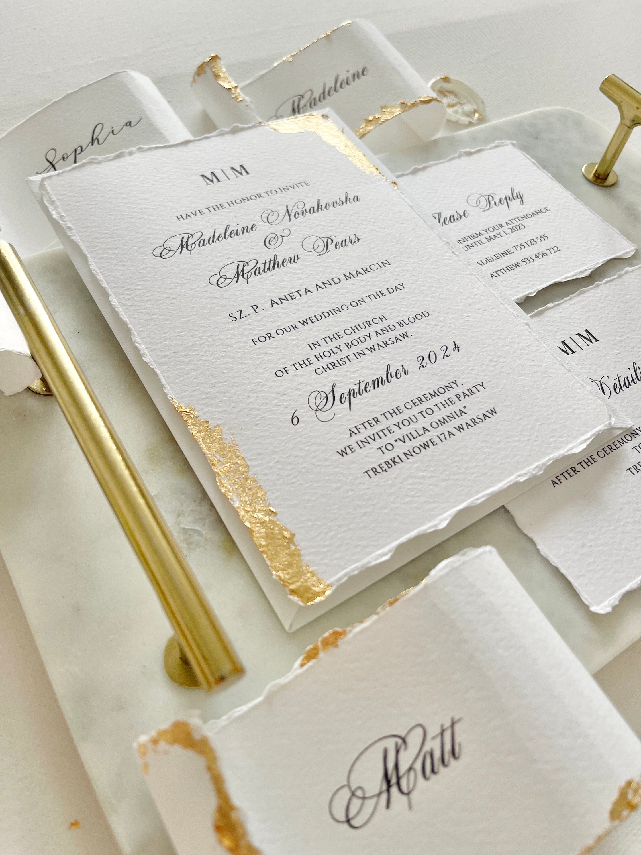 Handmade Wedding Invitation Sets, Deckled Edge Paper Invitations ...