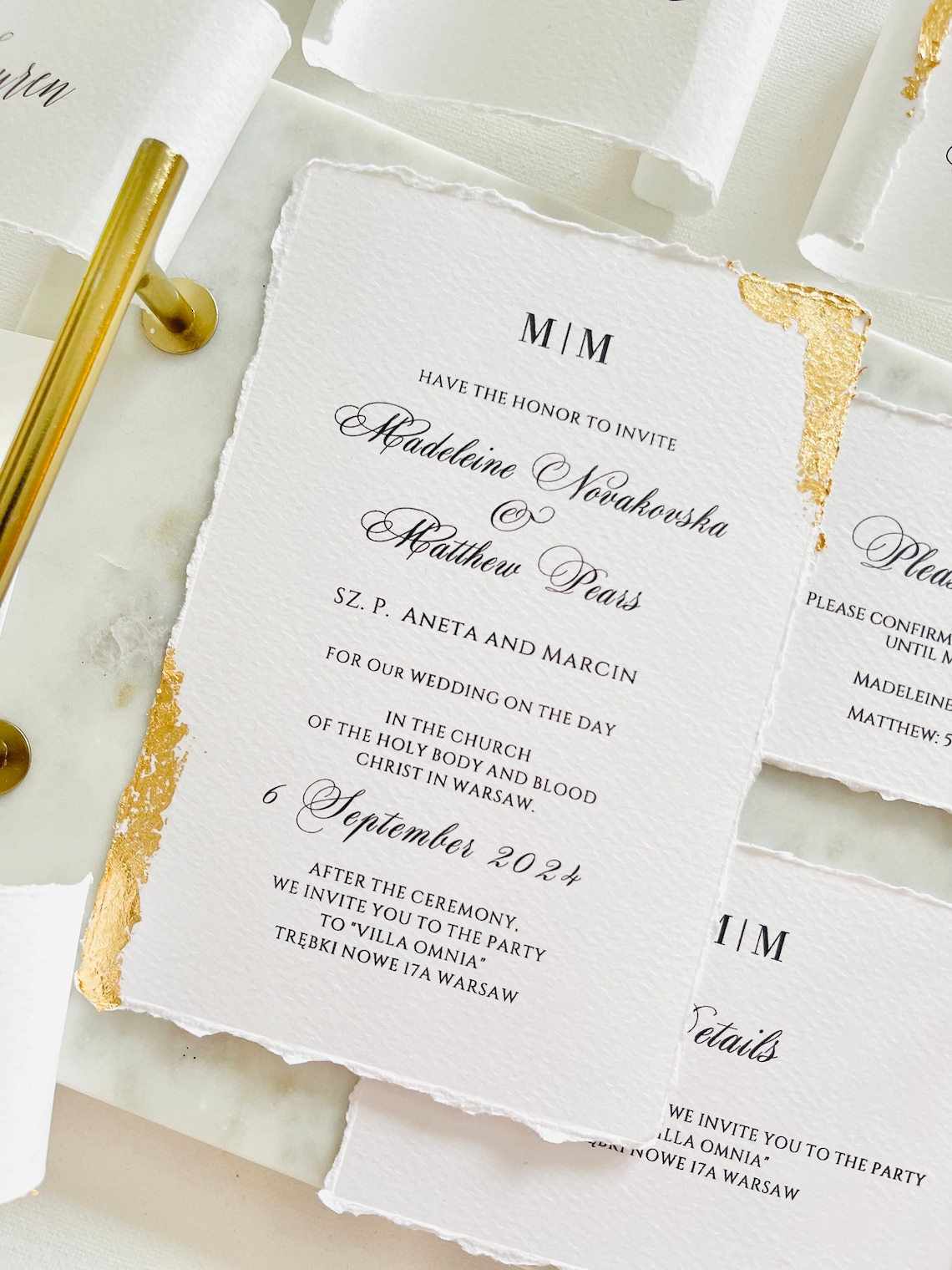 Handmade Wedding Invitation Sets, Deckled Edge Paper Invitations ...