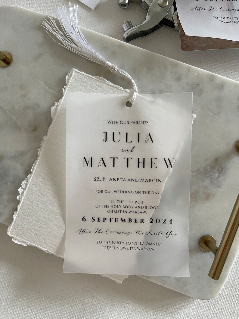 Vellum Tassel Layered Wedding Invitation and Save the Date With Clear ...