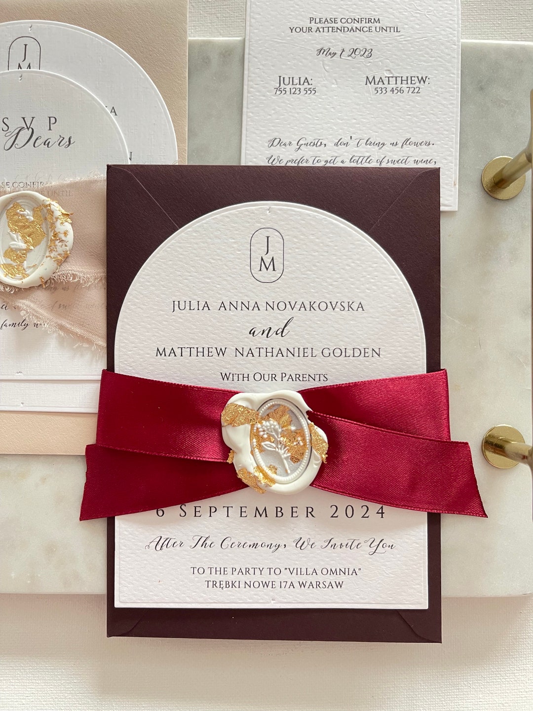 Arch Arche Handmade Wedding Invitation Sets, Deckled Edge Paper ...