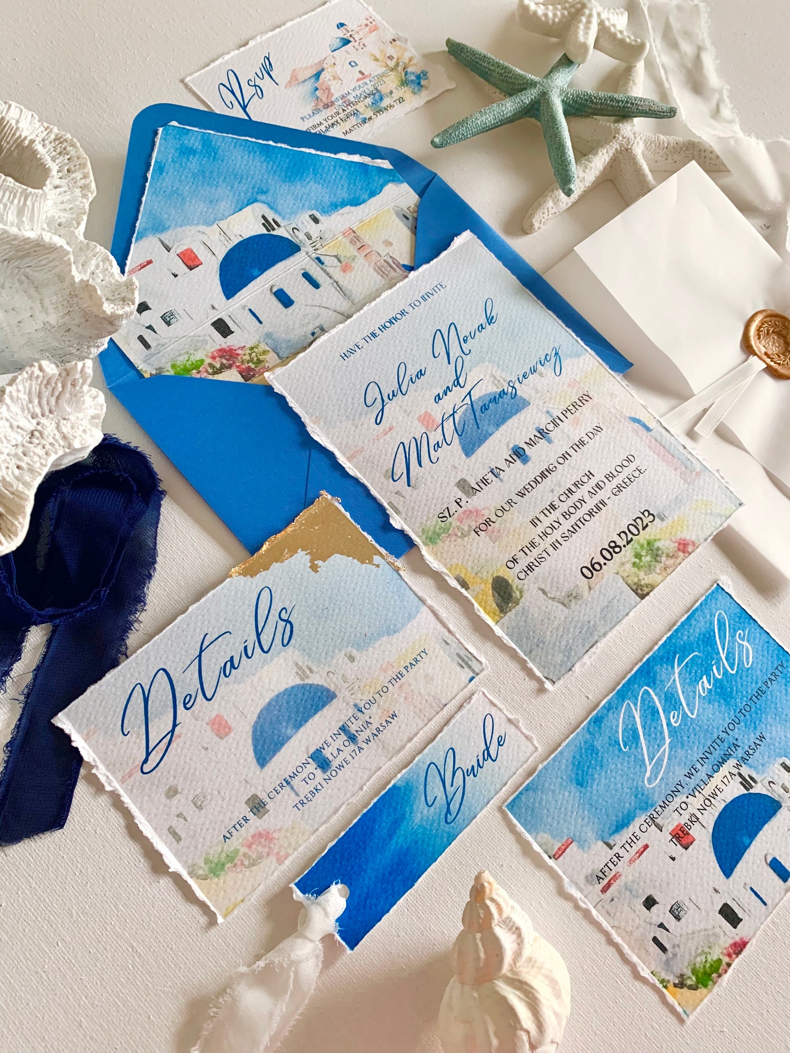 Greek Island Invitation Wedding, Santorini Greece Destination Wedding ...