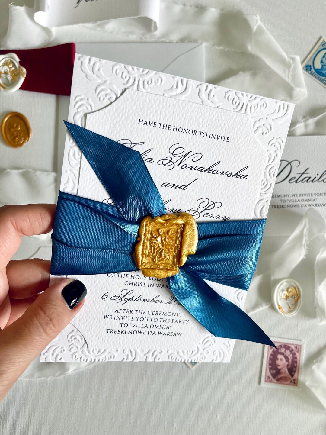 Pressed Wedding Invitation, Handmade Paper Wedding Invitation, Deckled ...