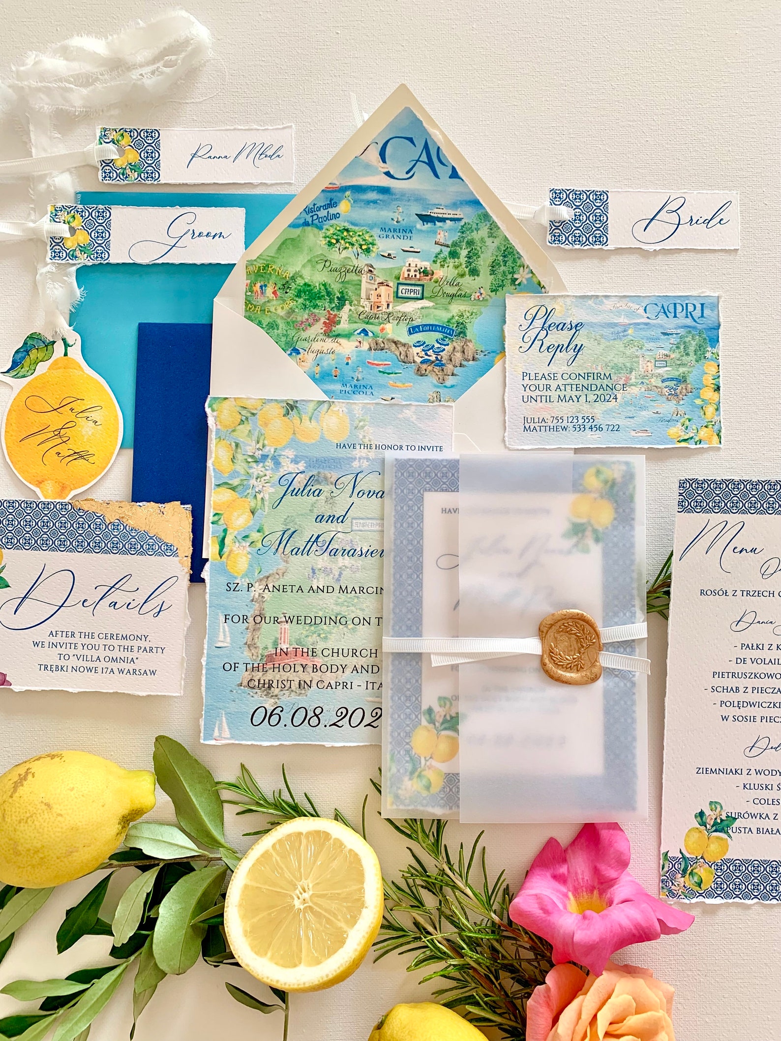 Lemon Wedding Invitation Template, Tuscany Wedding Olive Wedding ...