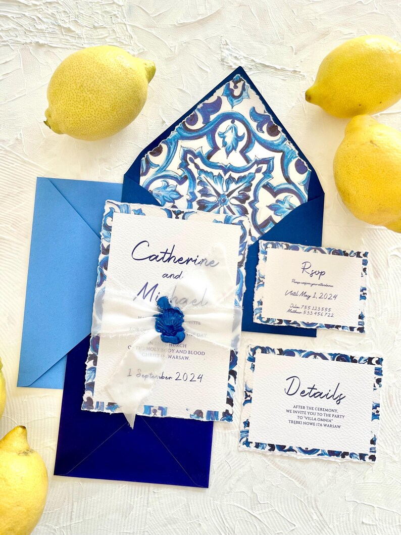 Mediterranean Wedding Invitation Template, Wedding Invitation ...