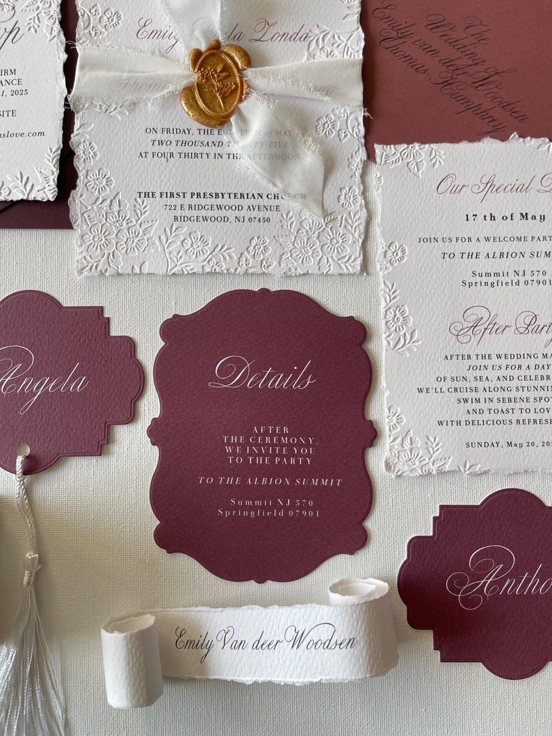 Pressed Wedding Invitation Suite, Handmade Paper Wedding Invitation ...